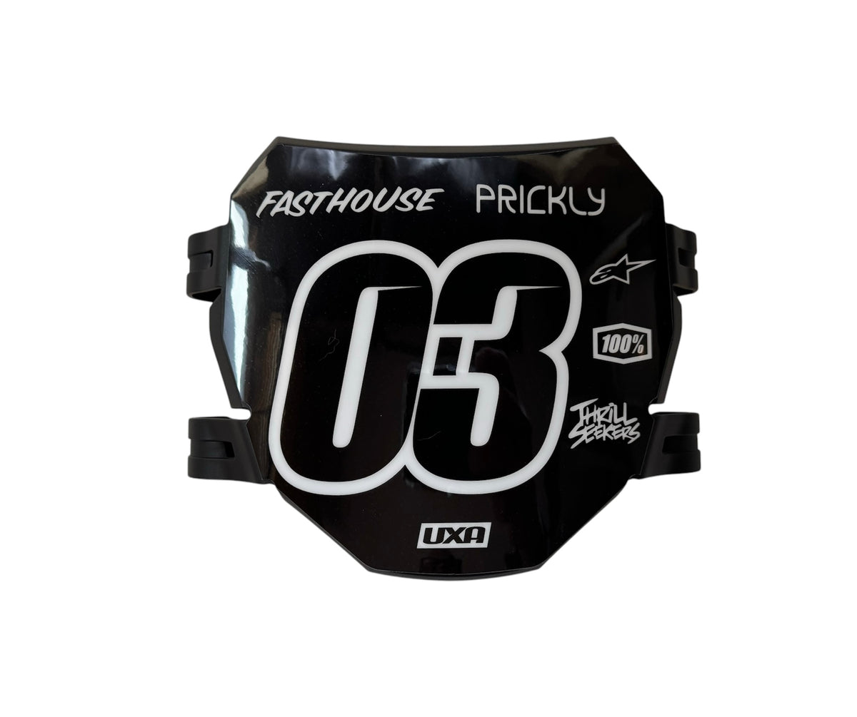 UXA Surron 'X5' Number Plate with Custom Graphic Installed